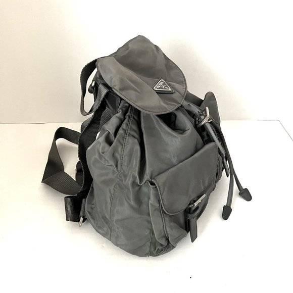 Prada | Bags | Prada Rucksack Gray Nylon Triangle | Poshmark